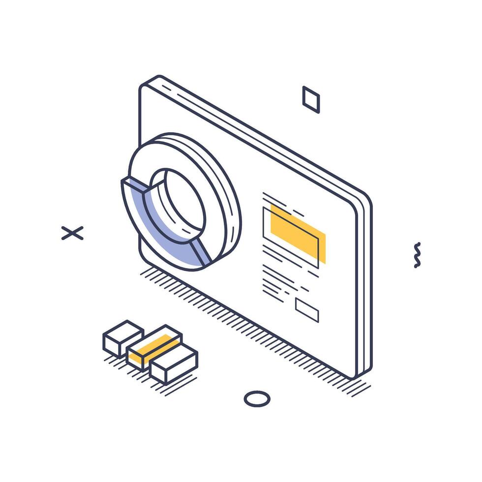 Isometric Line Art Icon Representing Data Analysis In A Modern Design Style 56566639 Vector Art