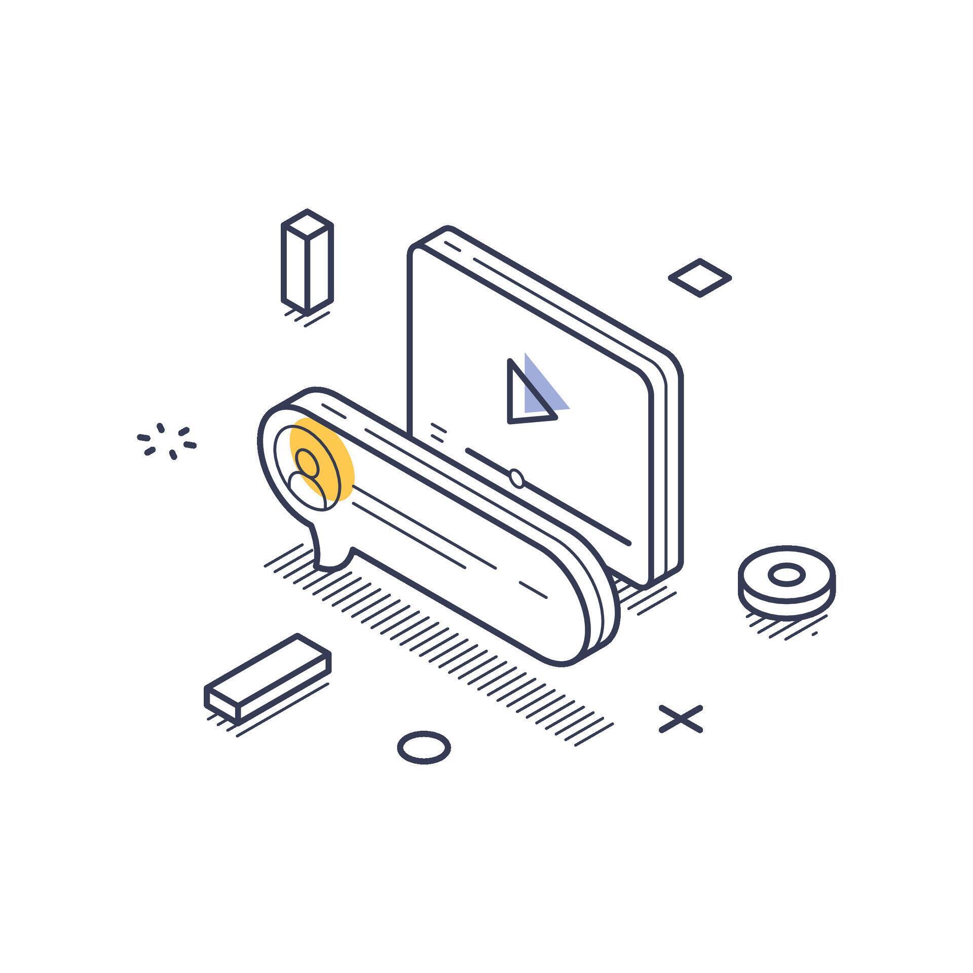 Online marketing icon in isometric line art style showcasing digital engagement tools 56566652 ...