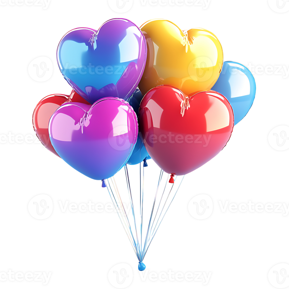Colorful heart shaped balloons on transparent background 56566744 PNG