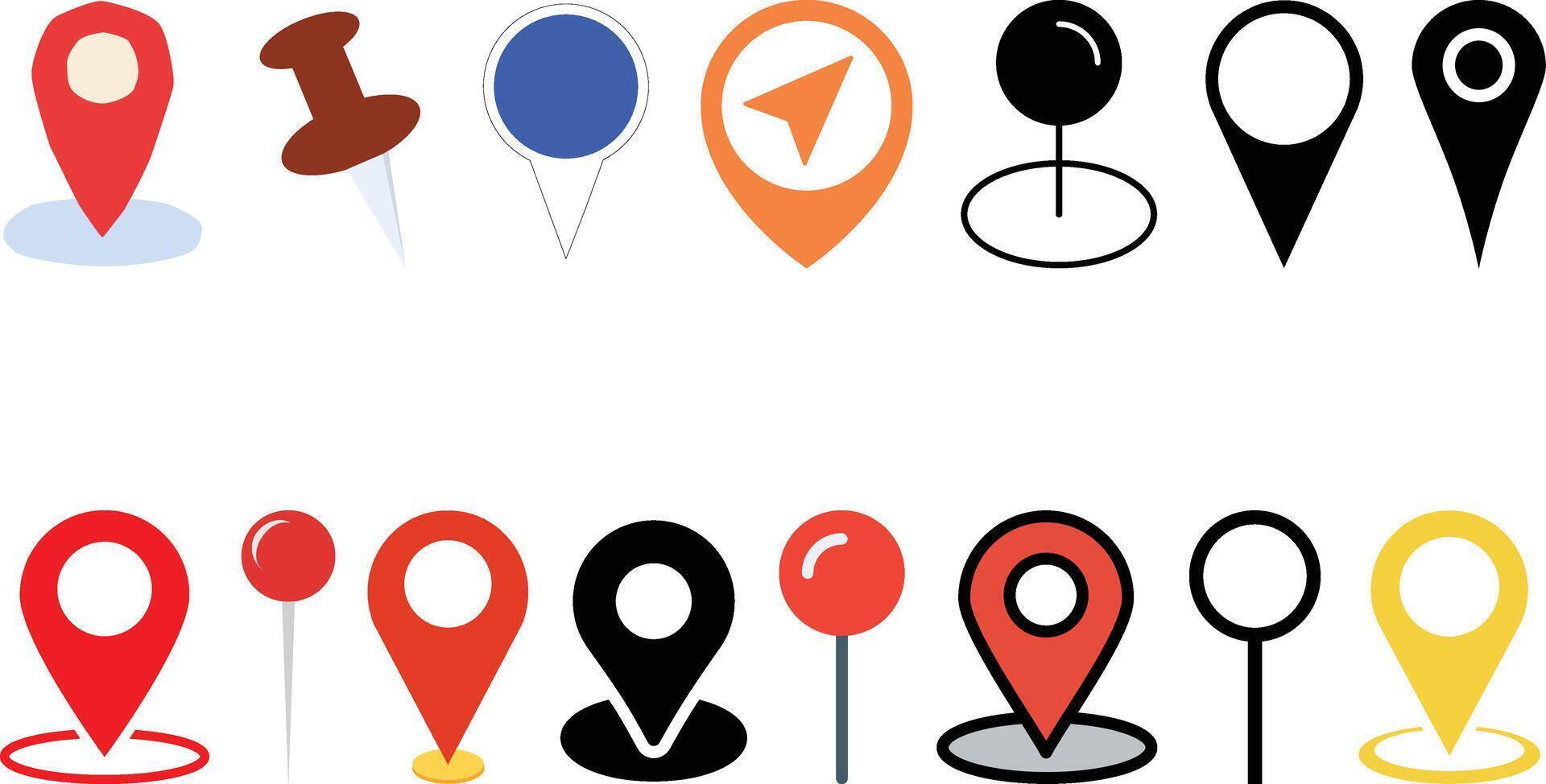 Map location icon set collection, mark, pinpoint, point, position, positioning, navigation ...