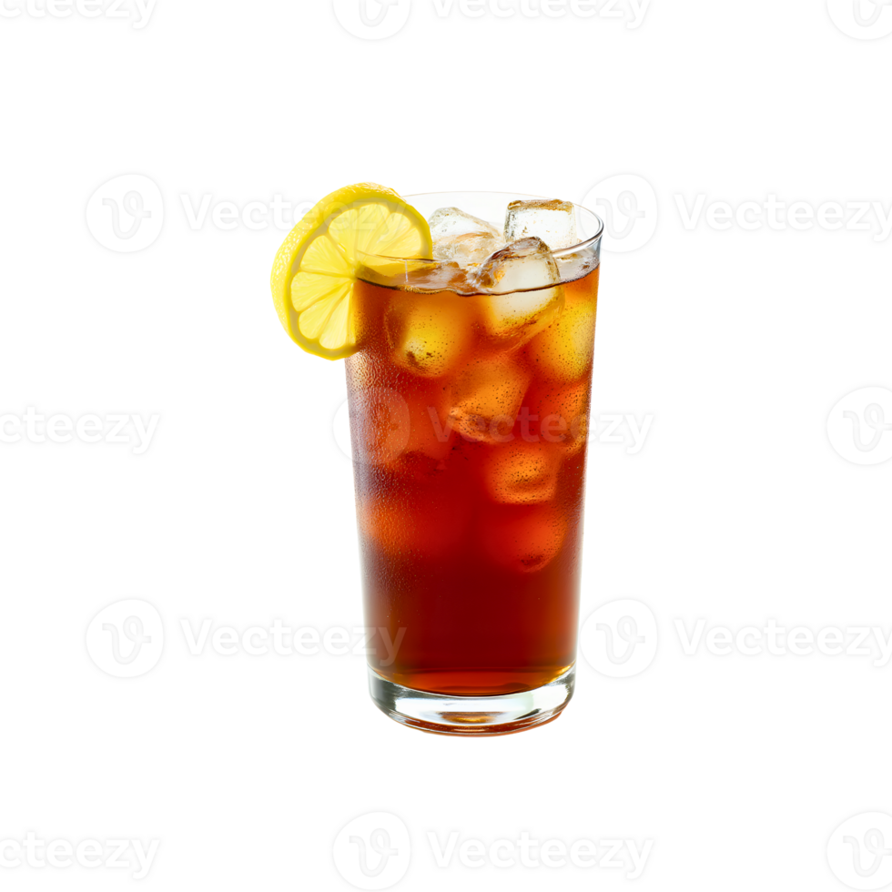 Refreshing Iced Tea with Lemon Slice and Ice Cubes in Glass 56573469 PNG