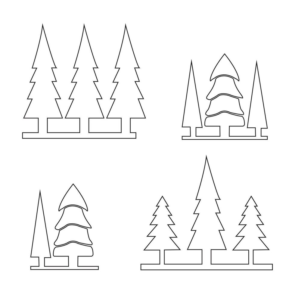 Winter Line Art, Pine Trees, Christmas, Holiday, Nature, Forest ...