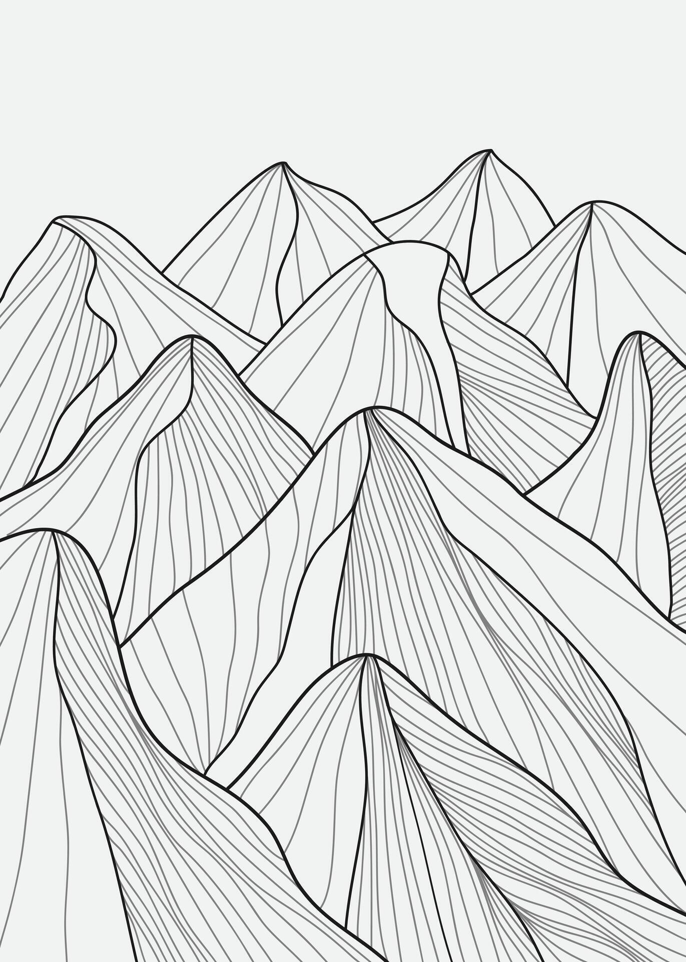 Mountain line arts illustration. Hand drawn style. Abstract mountain contemporary aesthetic ...