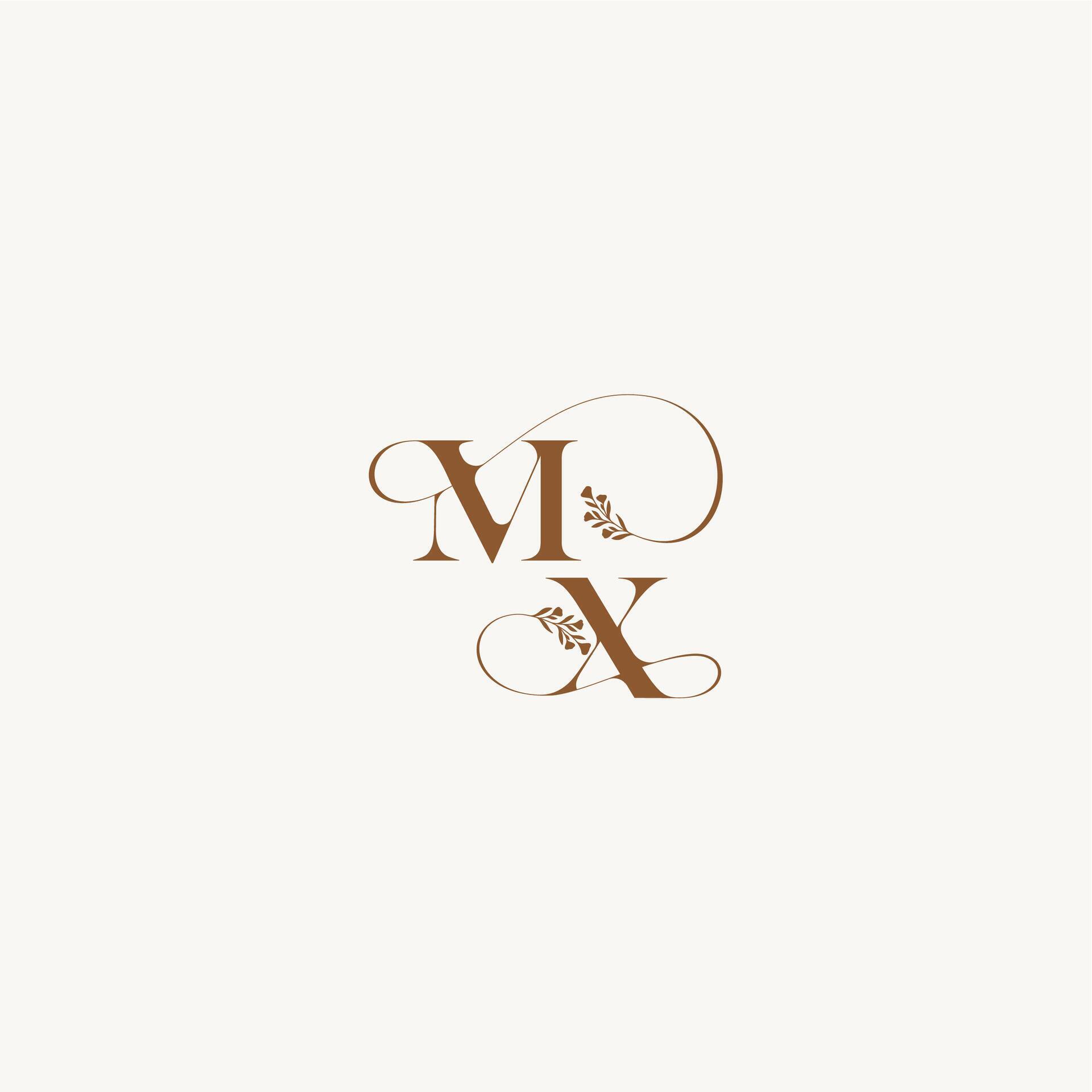 bold and hairline monogram wedding monogram logo initial MX elegant curve organic letter ...