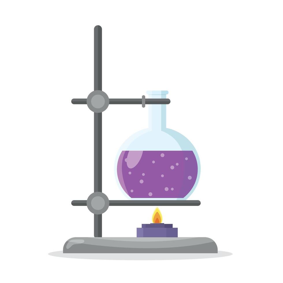 Flask icon with reagent. Reaction when flask is heated. Chemical ...