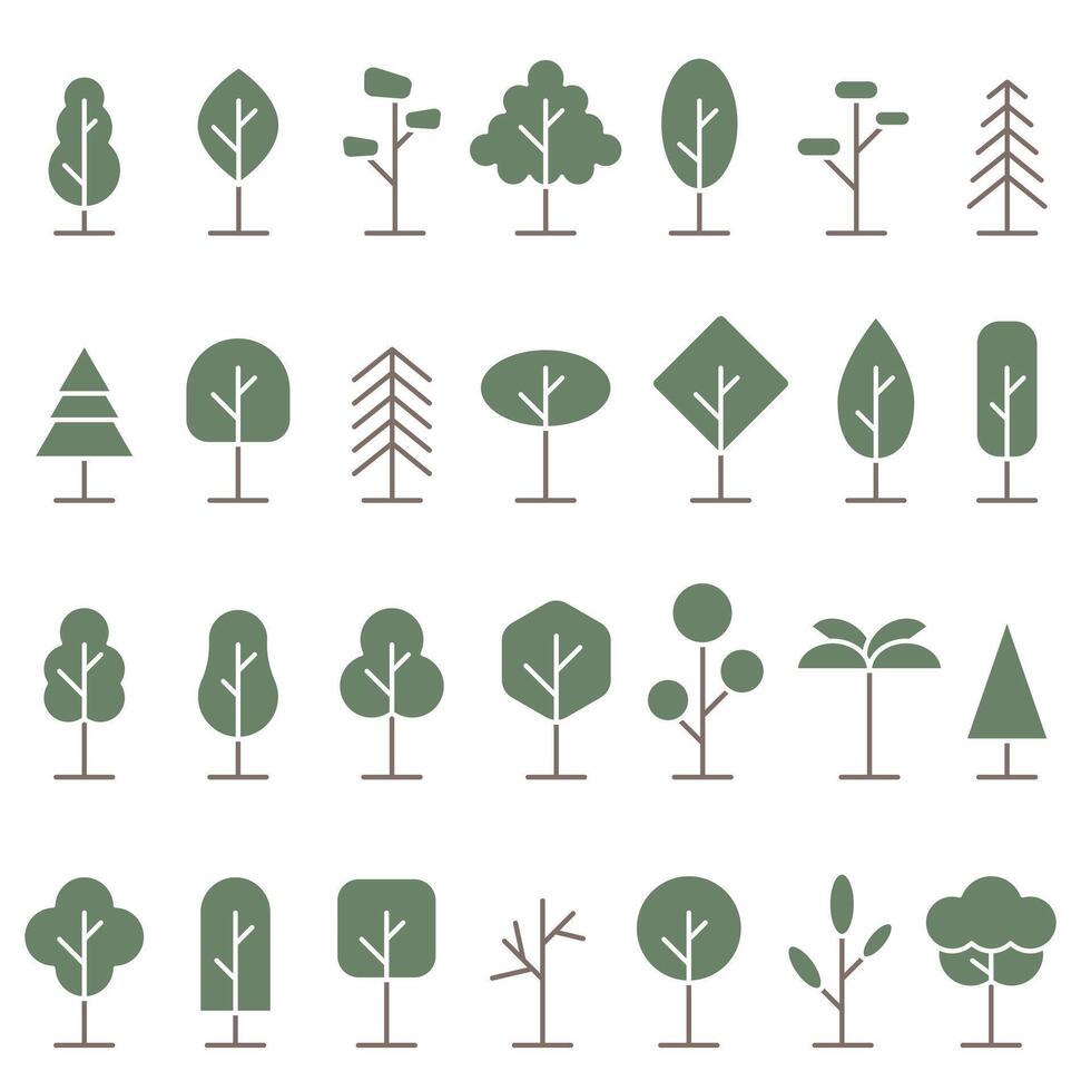 Green trees. Collection of tree illustrations. A tree for every taste ...