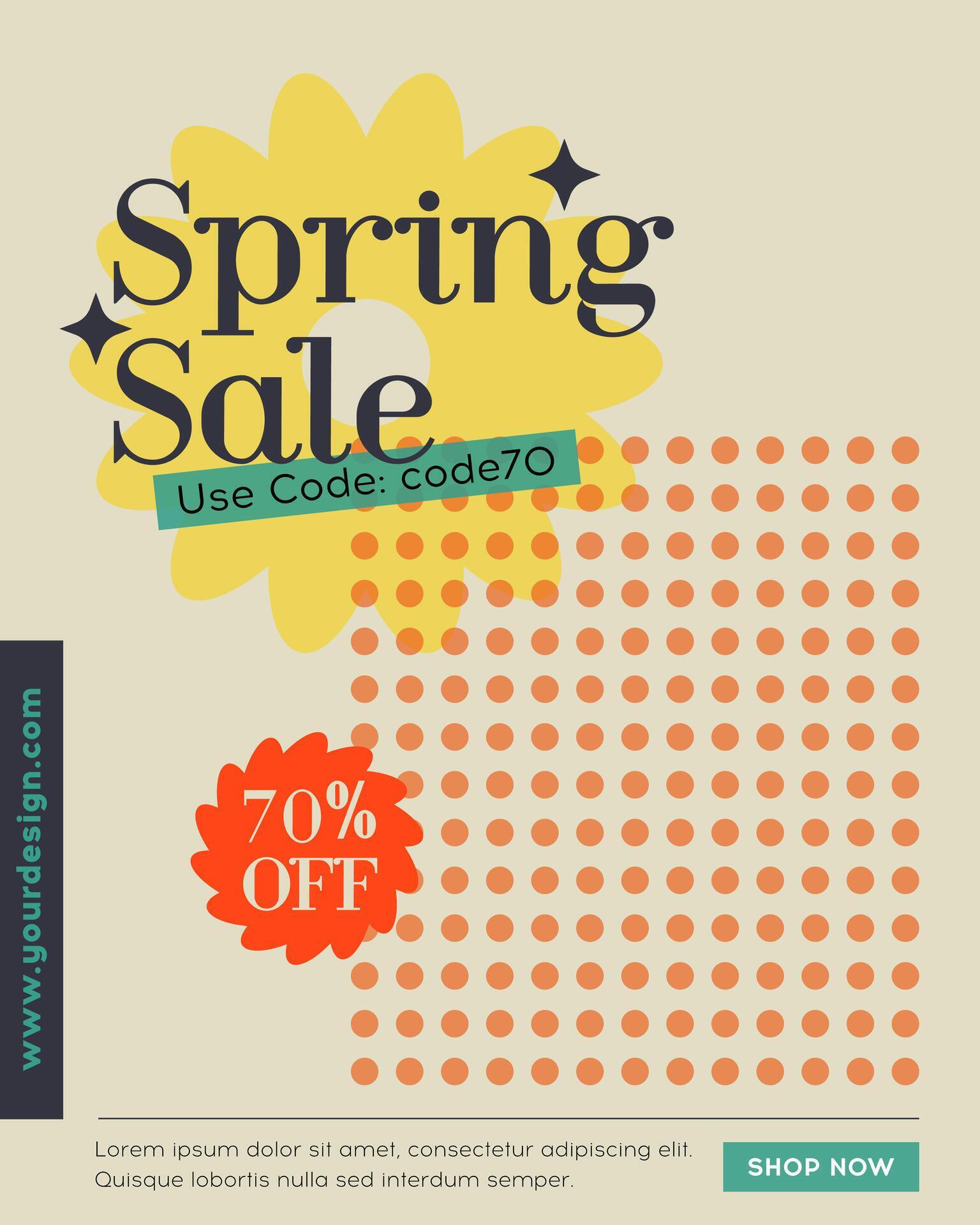 Spring Sale 70 Off with Code Modern and Eye-Catching Design 56589817 Vector Art at Vecteezy