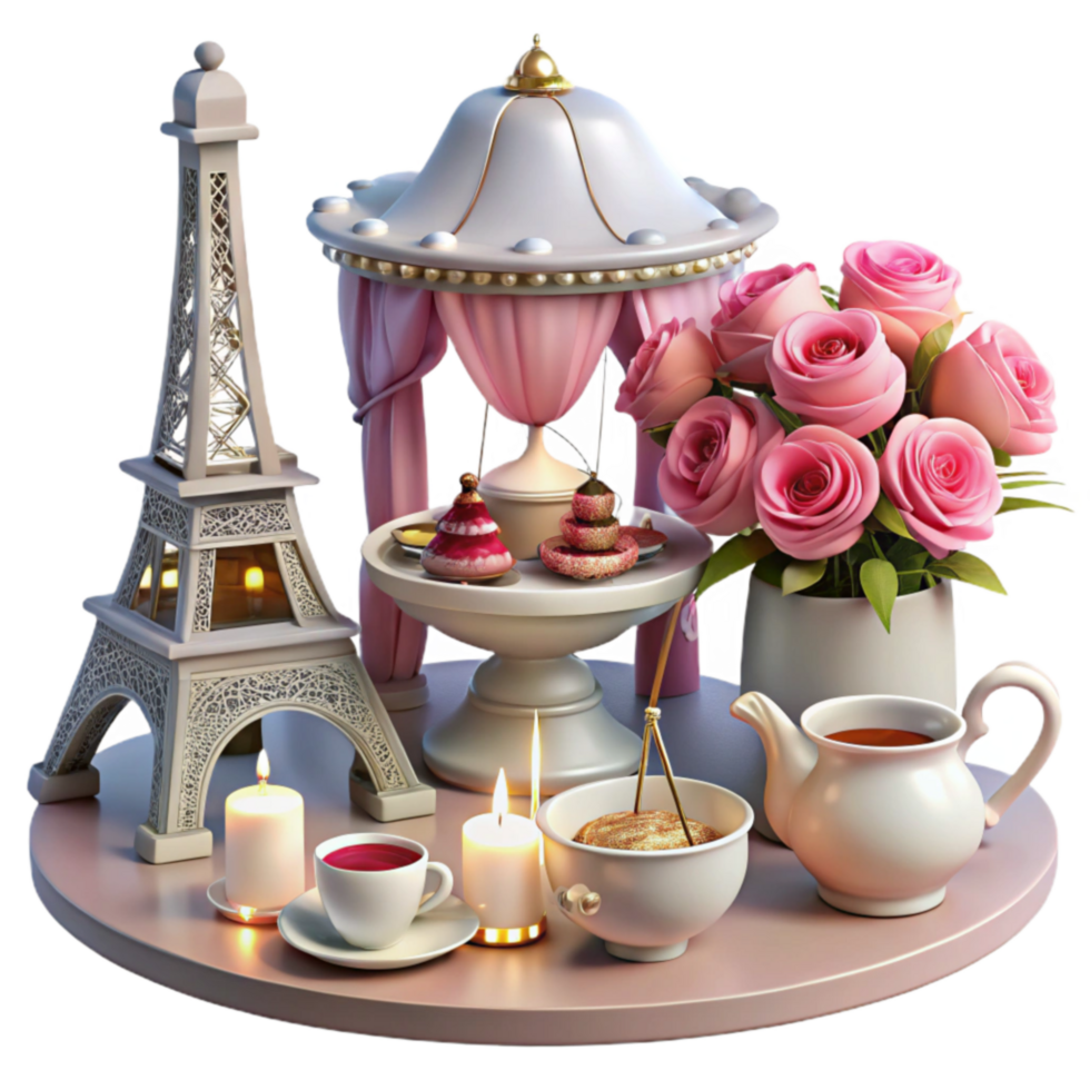 wonderful abstract Romantic Parisian Tea Party Eiffel Tower, Candles, Roses, and Treats ...