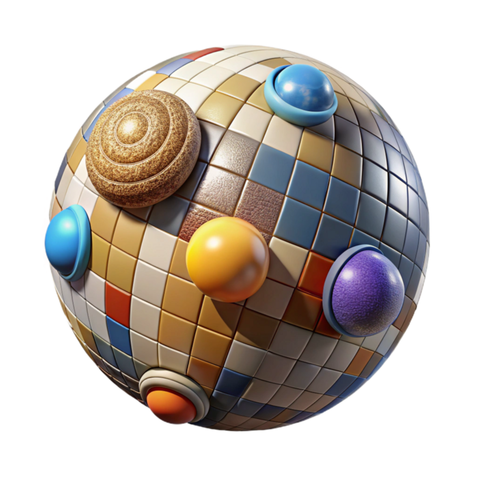 Abstract Sphere Colorful Tiles and Spheres 56592624 PNG