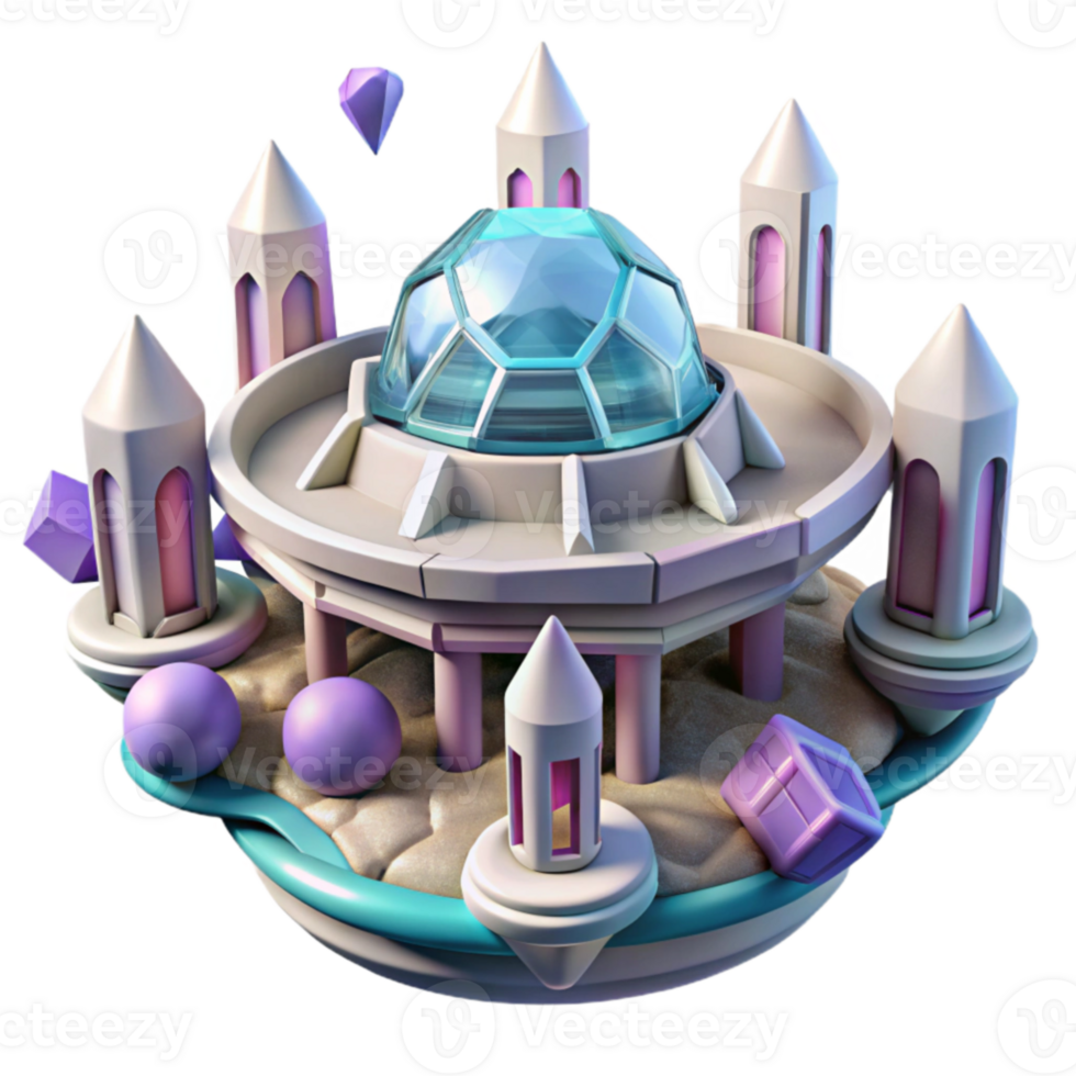 Fantasy Island Geode Dome Magical 3D Render 56593766 PNG