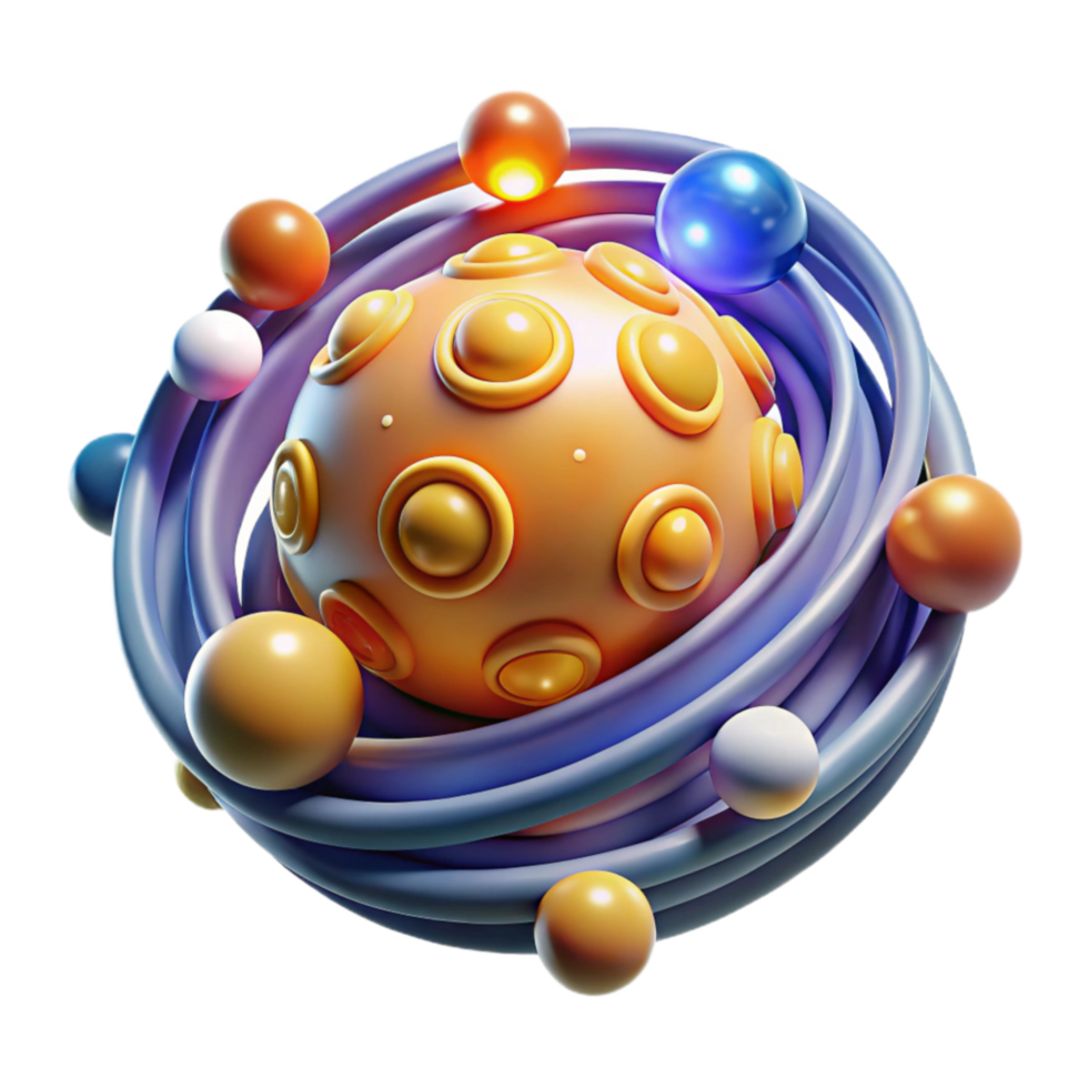 Abstract 3d Render Orb With Orbiting Spheres 56594985 Png