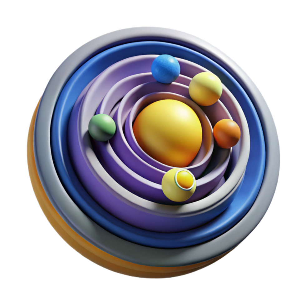 Abstract 3D Planetary System Colorful Orbits and Spheres 56596657 PNG