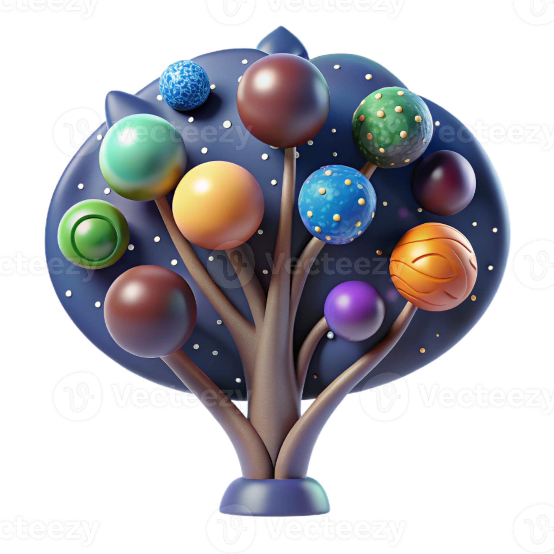 Magnificent Rustic Colorful Abstract Sphere Tree 3d Render Professional
