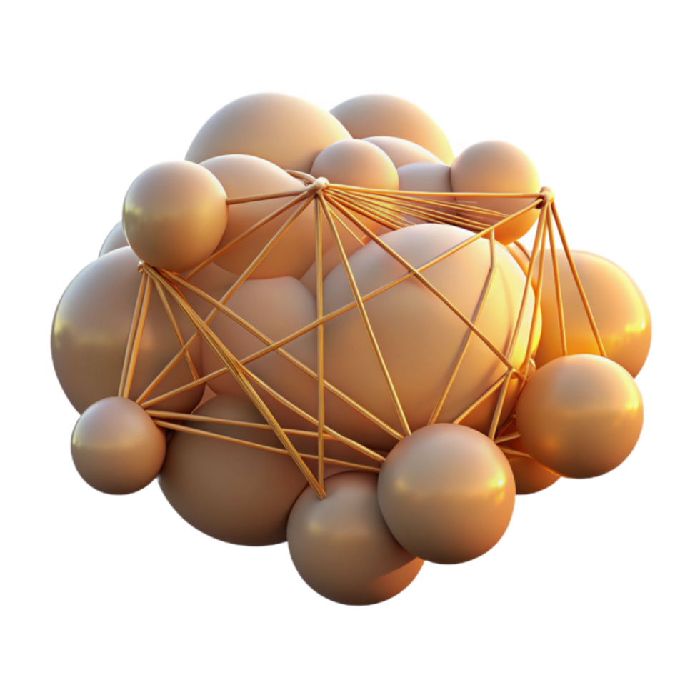 Abstract 3d Sphere Network Interconnected Golden Structure 56598785 Png