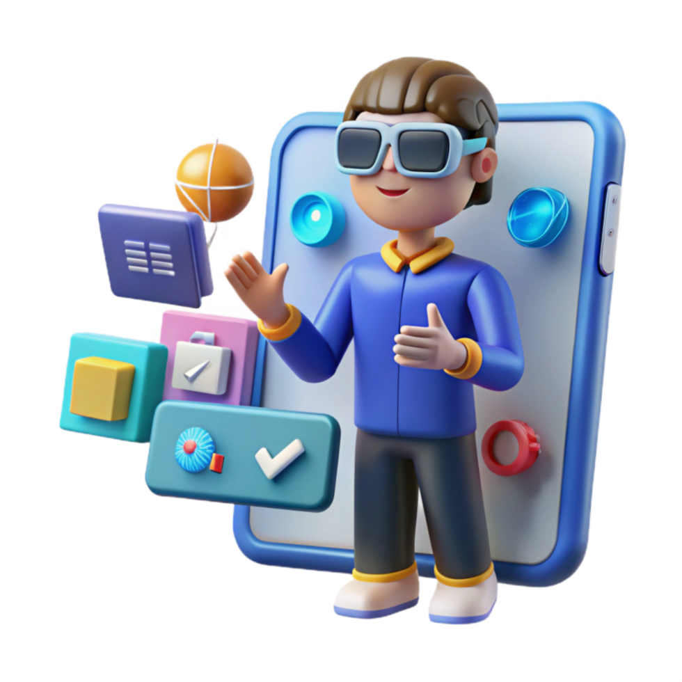 impressive rustic 3D Avatar Navigating Mobile App Interface high ...