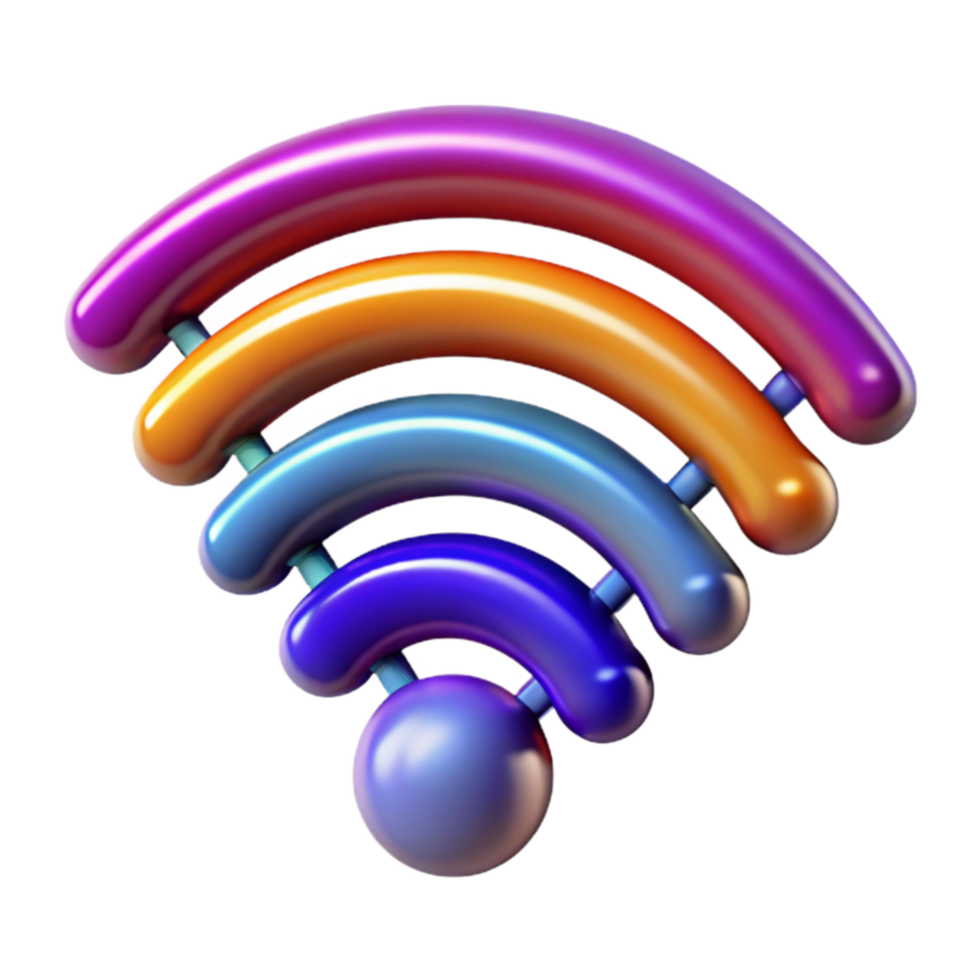 deslumbrante rústico colorida 3d Wi-fi sinal ícone profissional 56599257 PNG