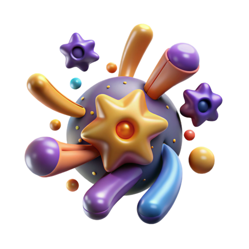 Magnificent Artistic Abstract 3d Render Of Colorful Shapes High Quality