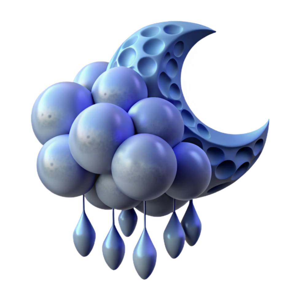 magnificent minimalist Crescent Moon Cloud Rain Abstract 3D Render professional 56601024 PNG