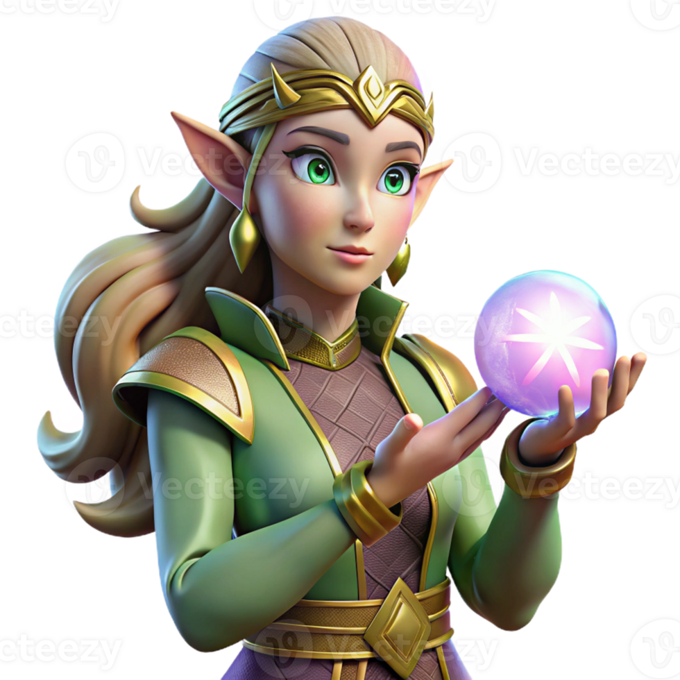 elegant abstract Fantasy Elf Princess 3D Render high resolution 56606617 PNG