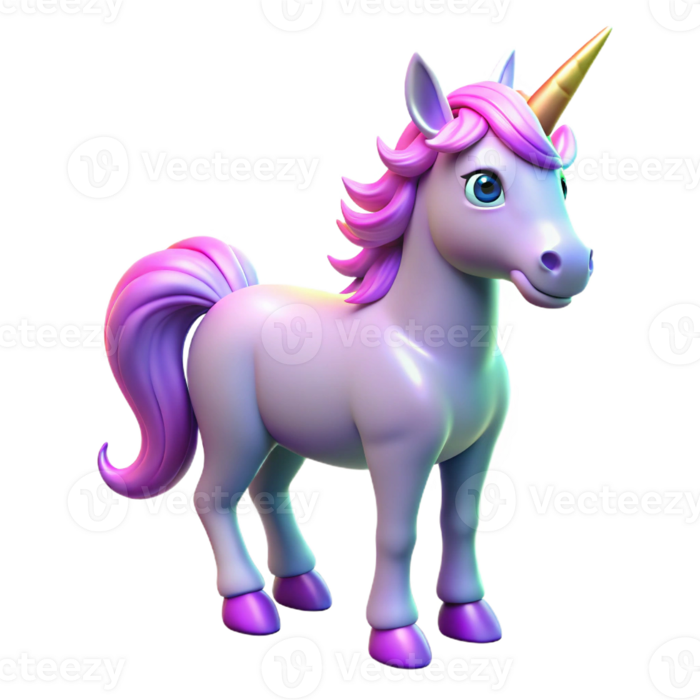 Magnificent Rustic Cute Purple Unicorn 3d Render Authentic 56607828 Png