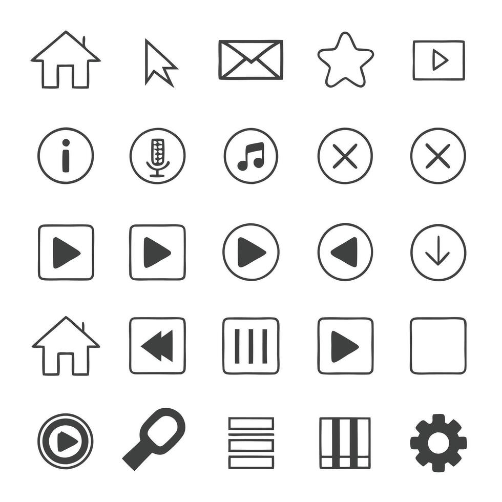 UI UX Outline Icons Digital Interface Elements 56608101 Vector Art at ...