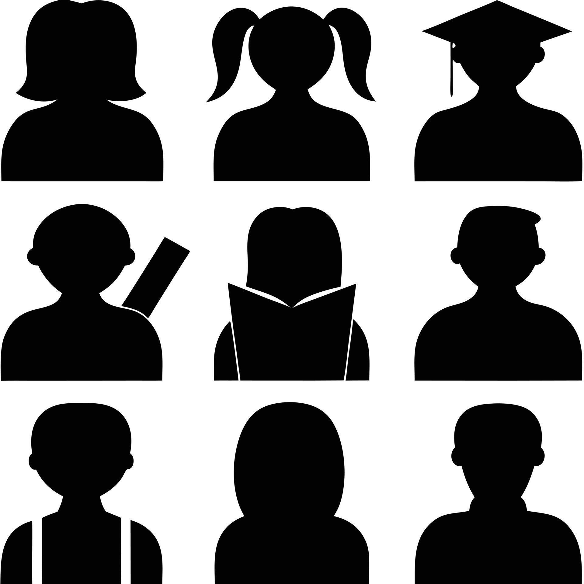 Silhouette Icons Diverse People, Professions, Education, and Gender ...