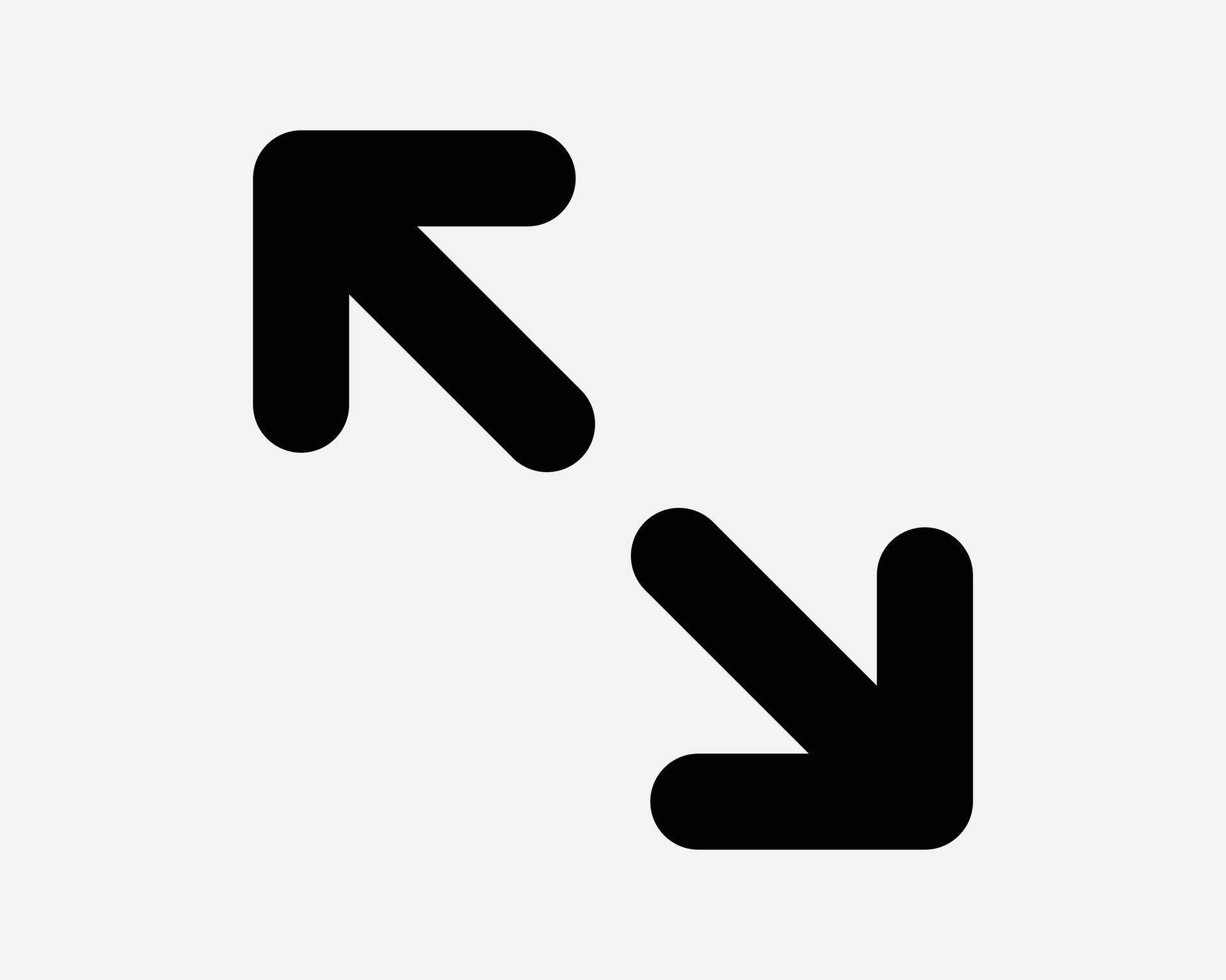 Expand Arrow Point Pointer Zoom In Out Scale Scaling Gesture Top Corner Right Bottom Left Side ...