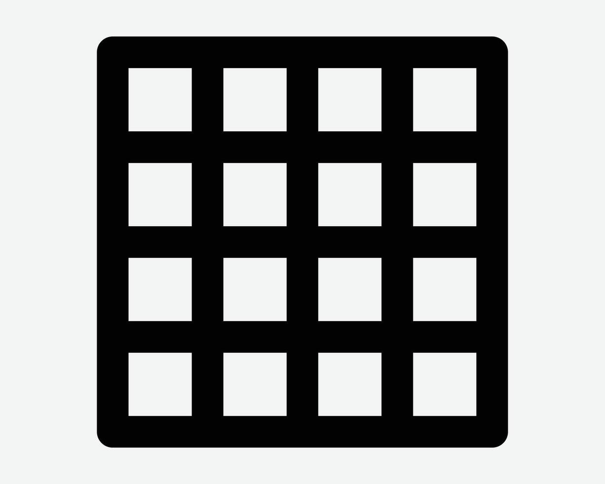 16 Square Grid Table Outline Row Repeating Pattern Grill Collumn Spreadsheet Icon Black White ...