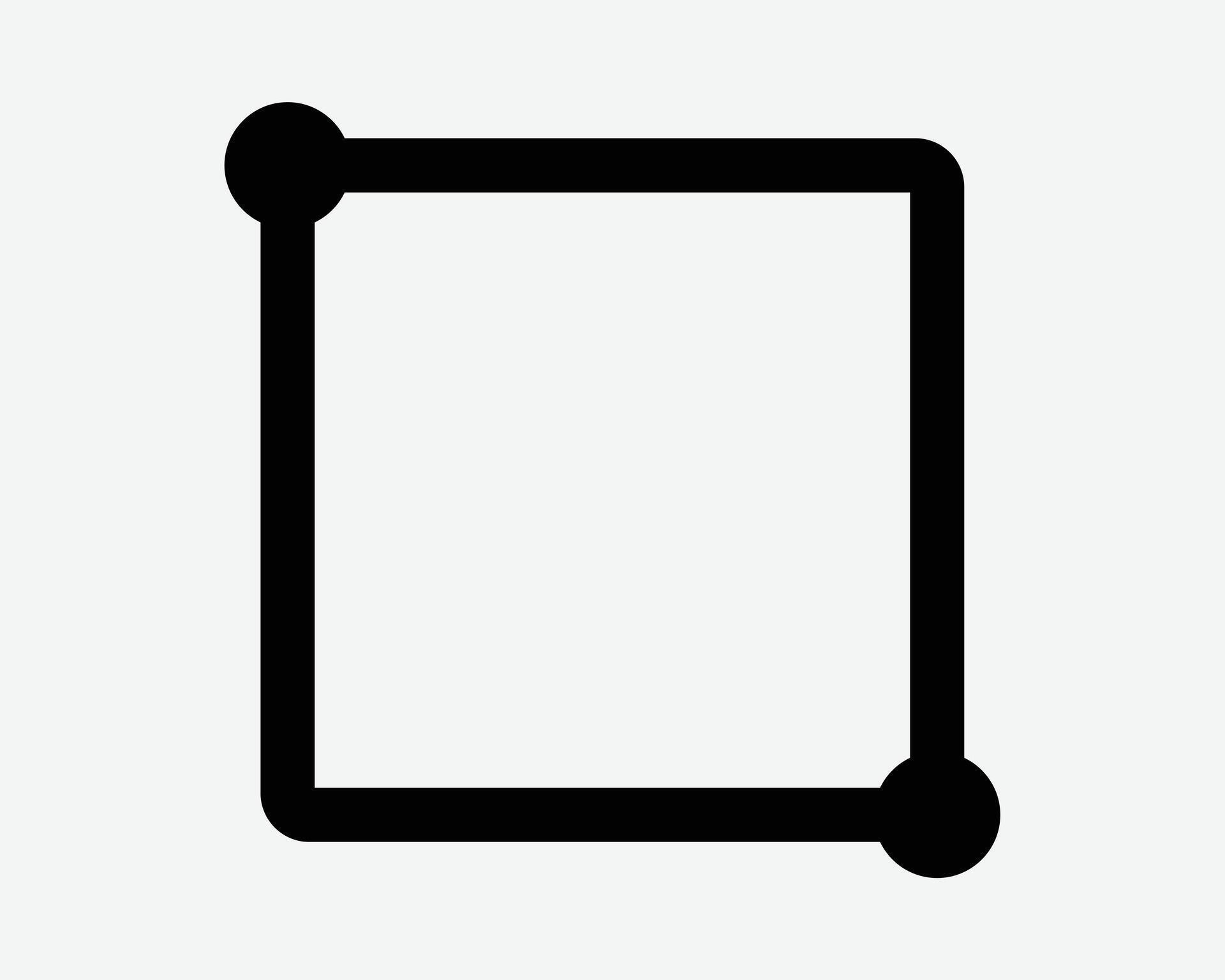 Square Corner Dot Top Left Bottom Right Shape Line Outline Path Draw Scale Border Icon Black