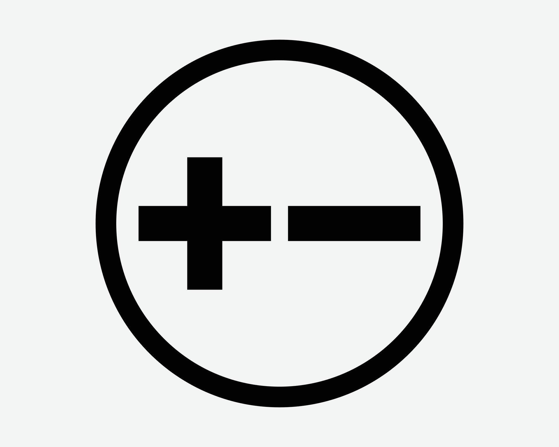 Plus Minus Circle Positive Negative Round Addition Subtraction Button Add Subtract Increase