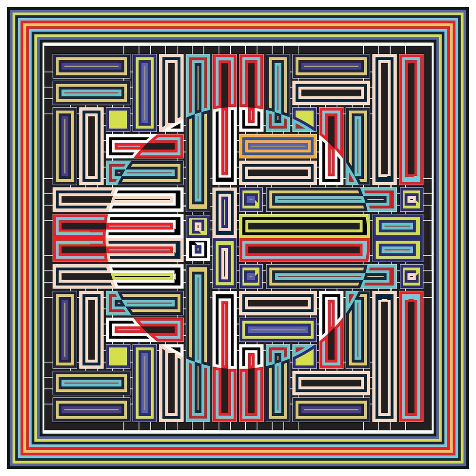 Geometric abstract artwork featuring vibrant rectangular patterns ...