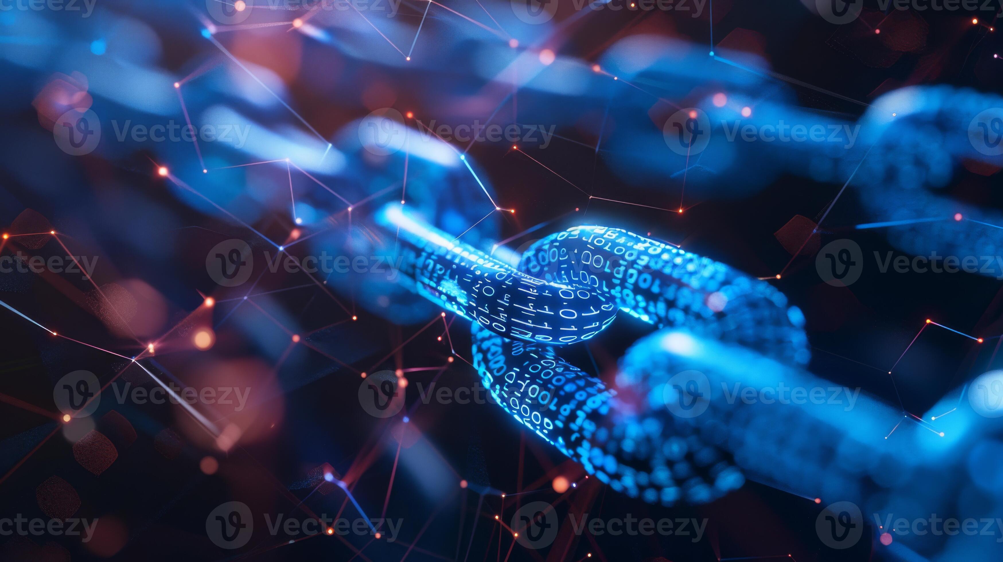 Visual representation of blockchain technology featuring interlinked ...