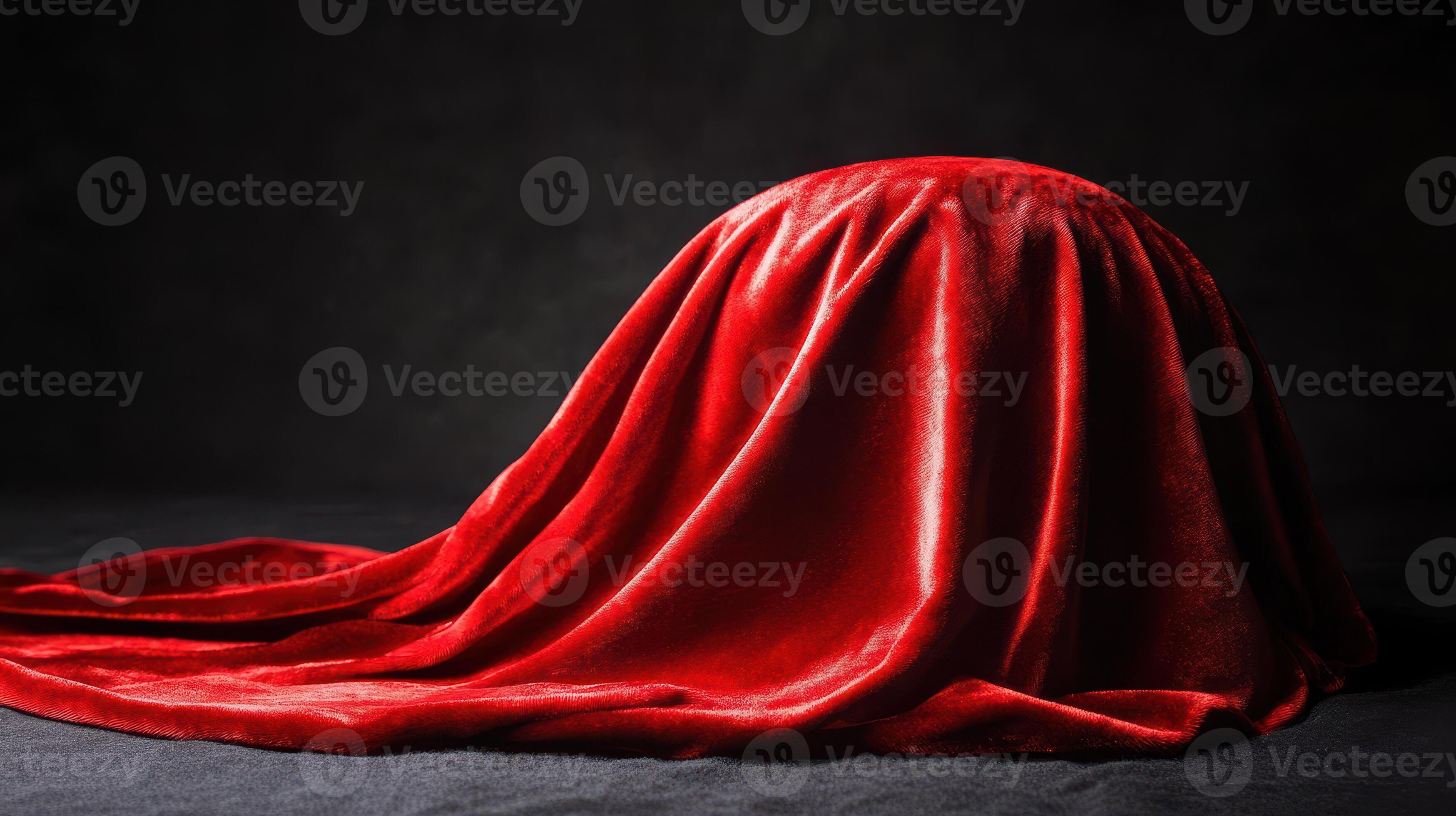 Mysterious Object Draped in Luxurious Red Velvet Fabric Against Dark Background 56647083 Stock ...