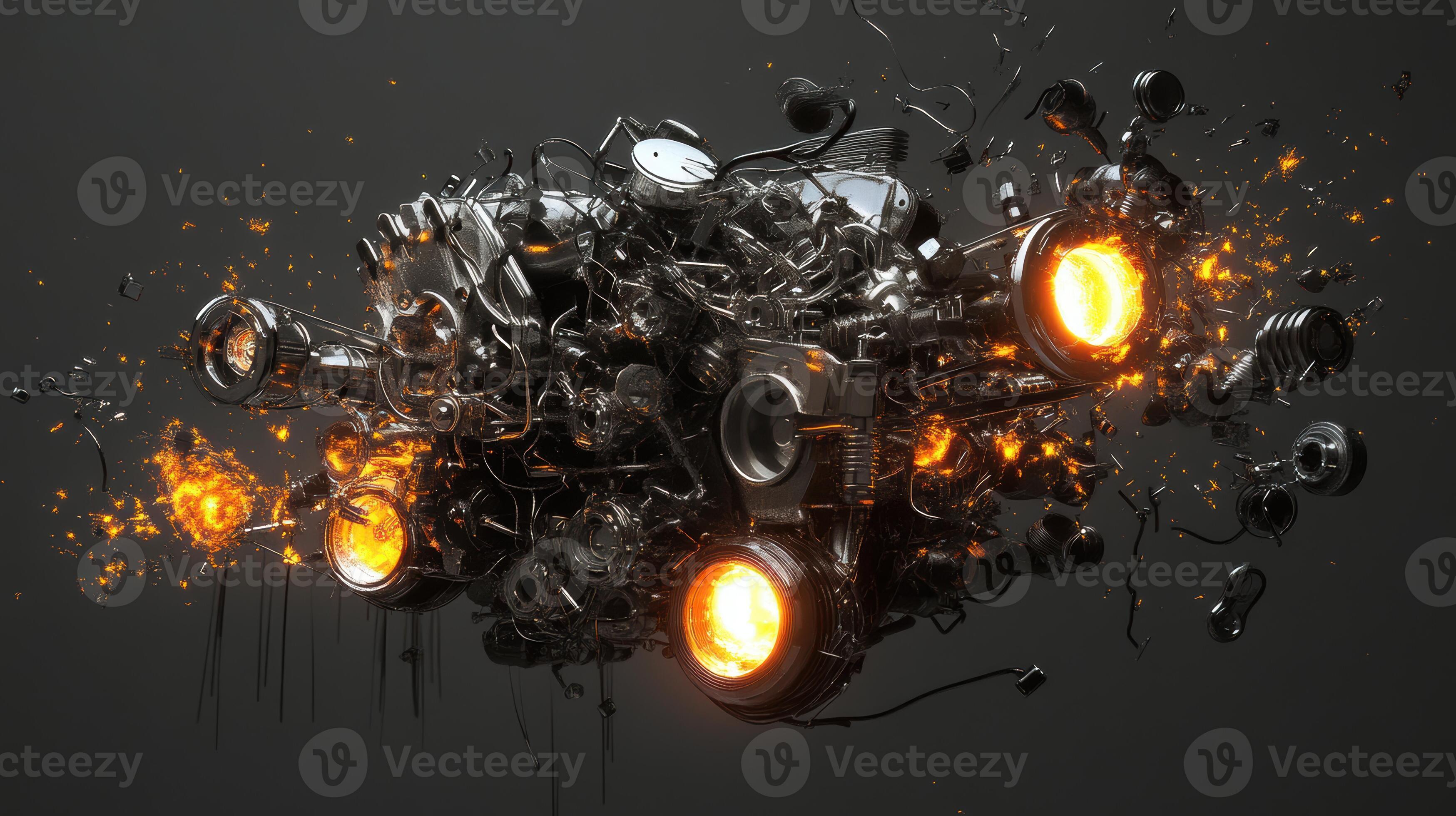 Abstract Metallic Structure With Glowing Elements And Intricate Details