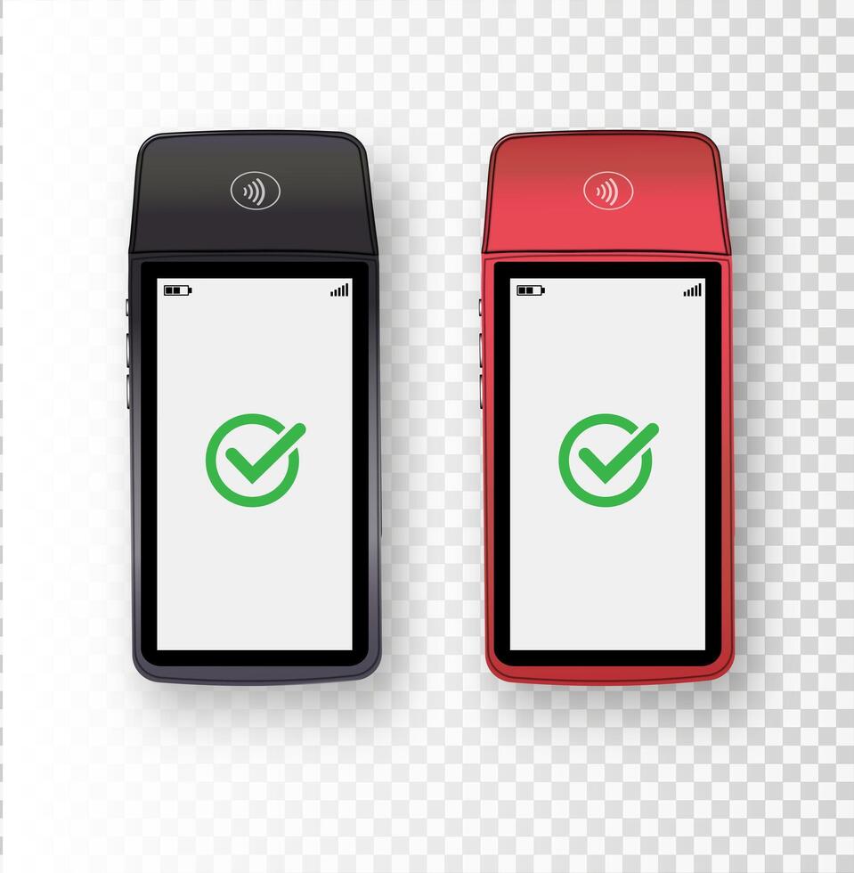 3D Realistic NFC Payment Terminal. Credit Card. Payment Machine. Template for Bank Payment ...