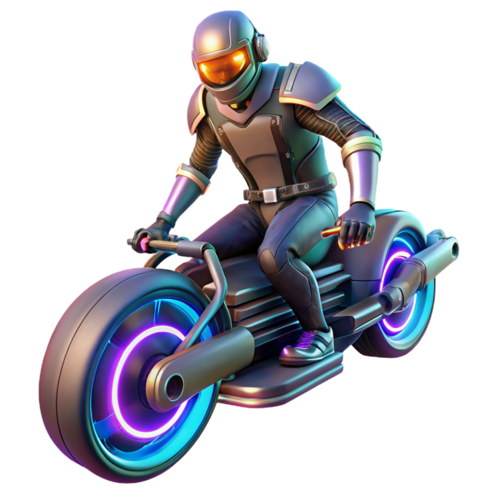Futuristic Rider 3D Render 56667432 PNG