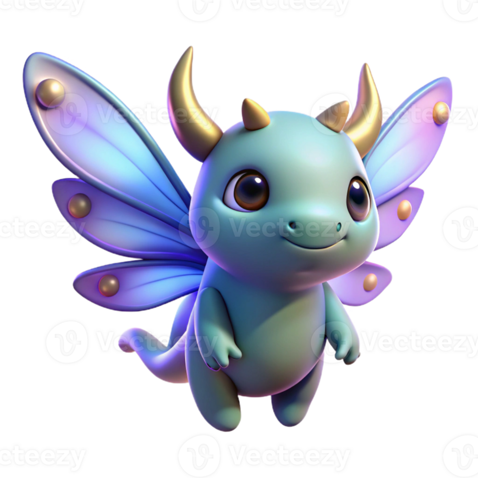 elegant modern Adorable Baby Dragon 3D Render high resolution 56670110 PNG