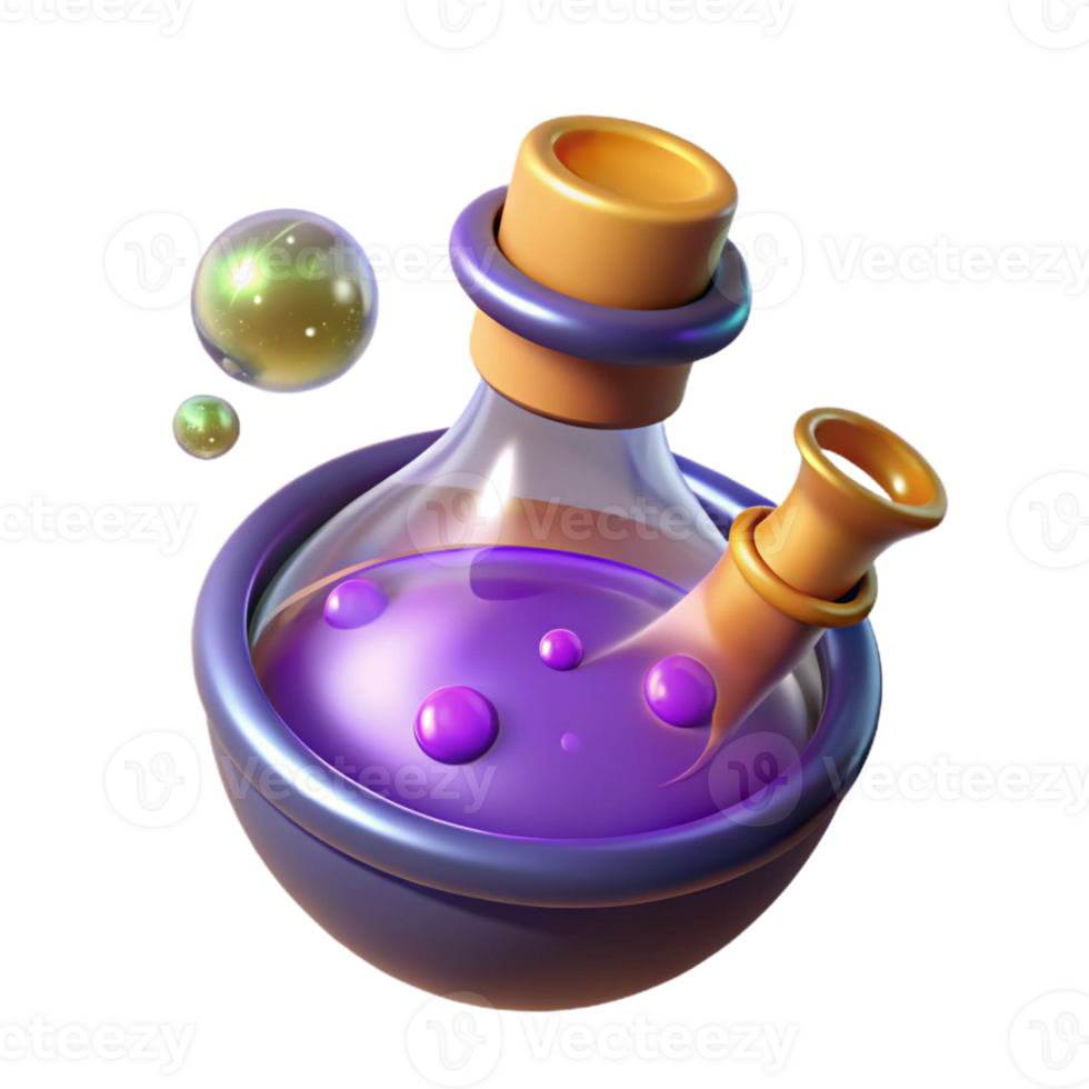 vibrant modern 3D Render Purple Potion in Glass Flask professional 56671497 PNG