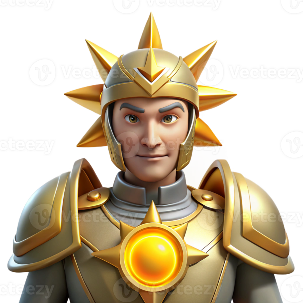 vibrant creative Golden Sun Knight 3D Illustration premium 56674613 PNG