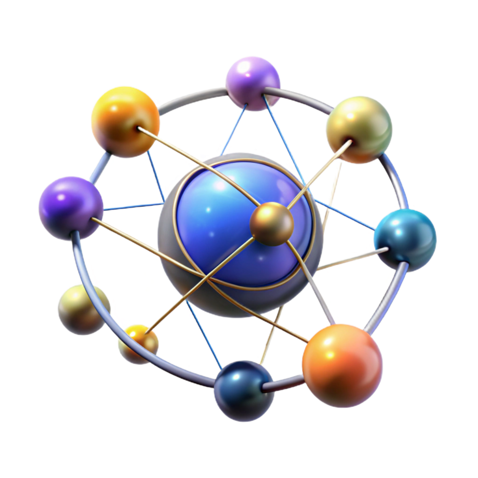 Serene Classic Abstract Molecular Structure Colorful 3d Sphere Network Detailed 56678849 Png