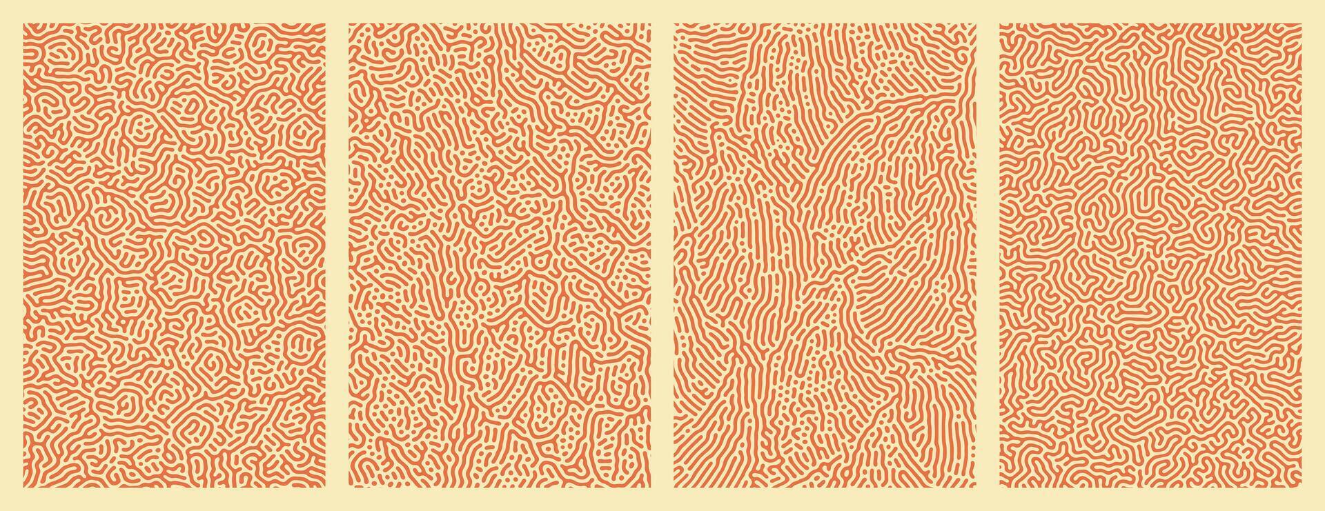 Pack Of Orange Abstract Organic Line Turing Patterns Designs For