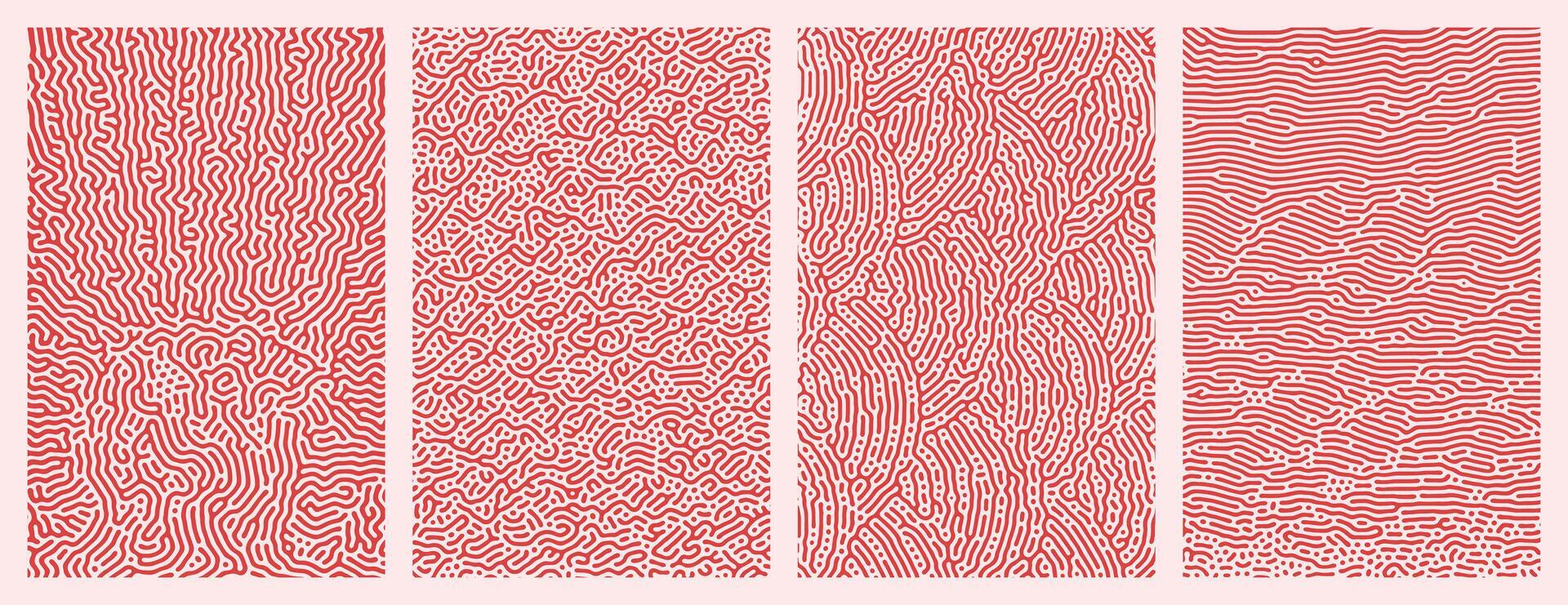 Pack of red abstract organic line turing patterns designs for ...