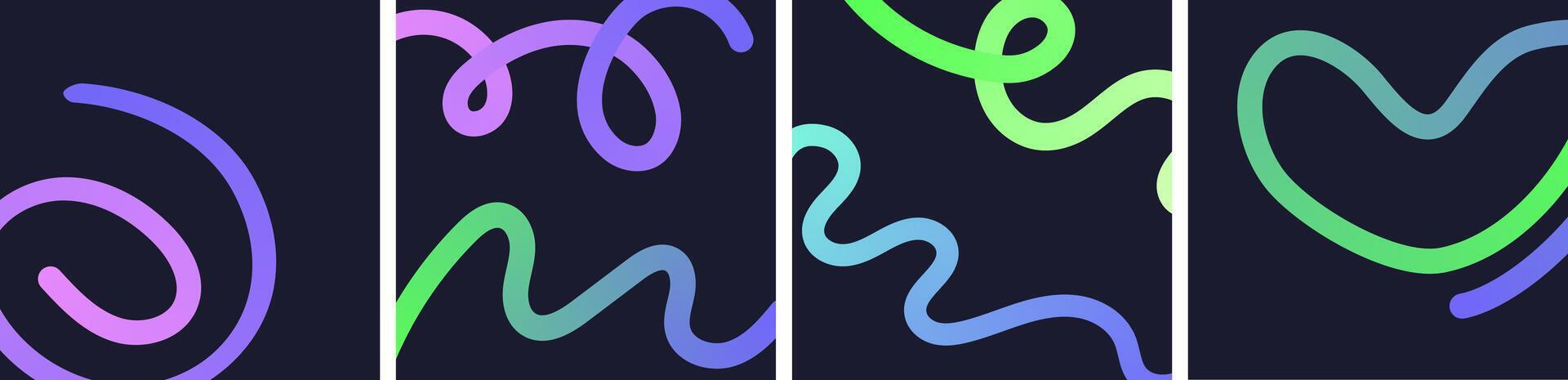 Neon Gradient Flowing Lines and Loops. Abstract Background with Curve, Wave and Squiggle Shapes ...
