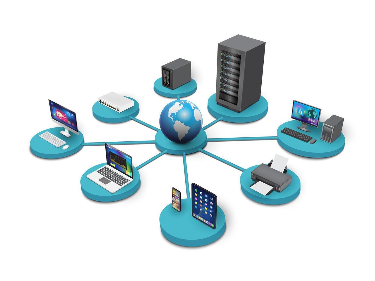 3D Lan network diagram for business and technology concept. WAN of computer networking. 56694142 ...