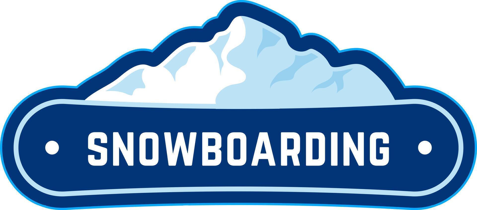 Snowboarding logo showcasing a snowy mountain peak above a vibrant blue ...