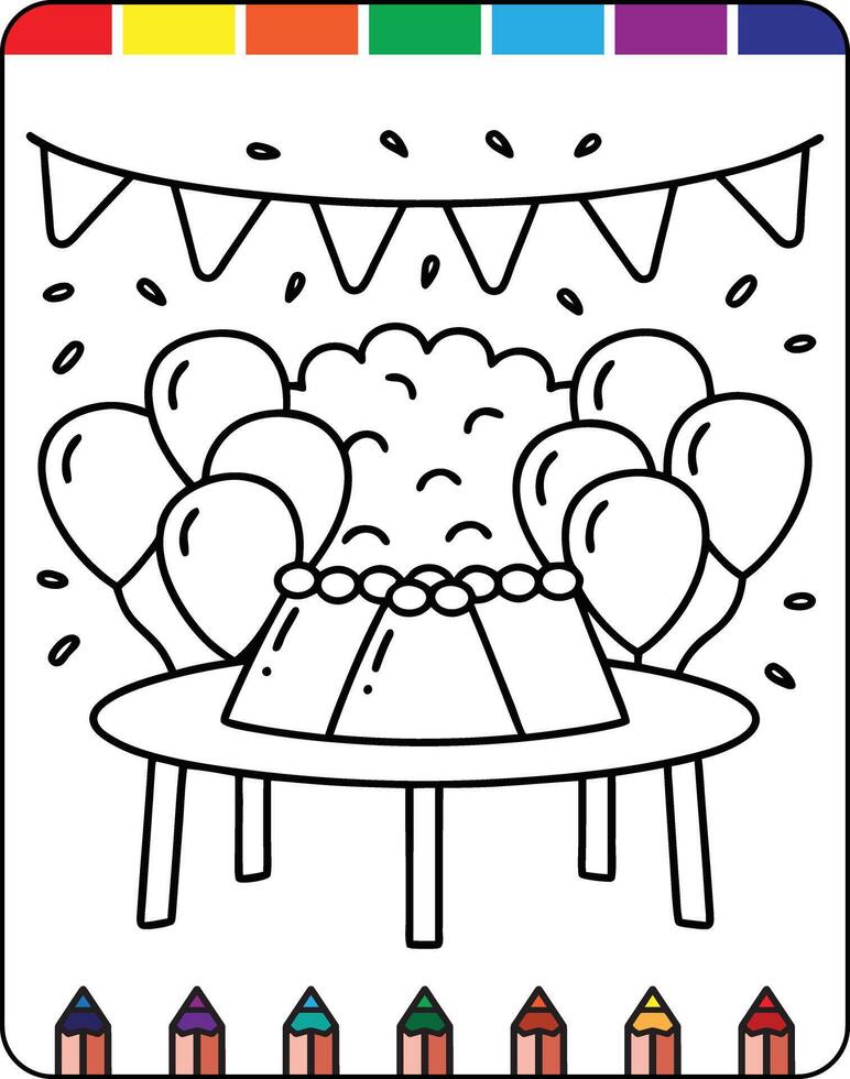 Birthday coloring pages for kids 56701013 Vector Art at Vecteezy
