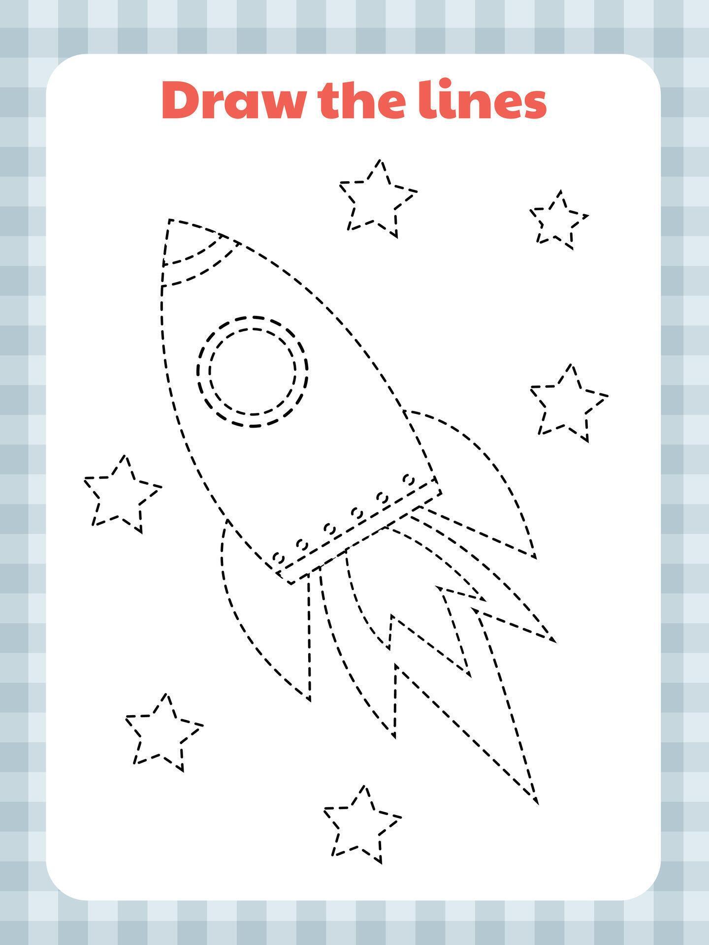 Task for primary school children with line tracing on a space theme ...