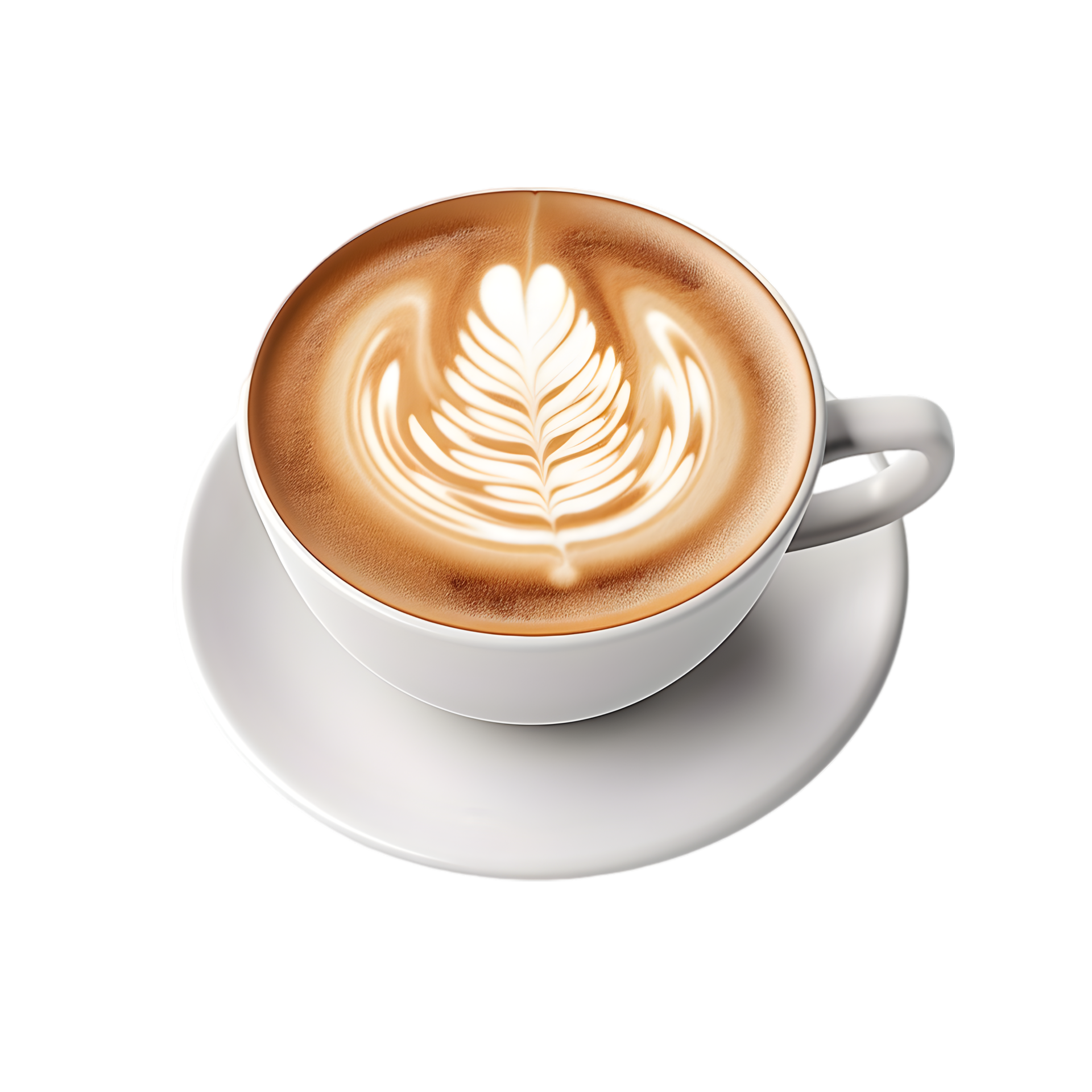 Creating captivating cappuccino art in a cozy setting close-up photography of latte leaf design ...