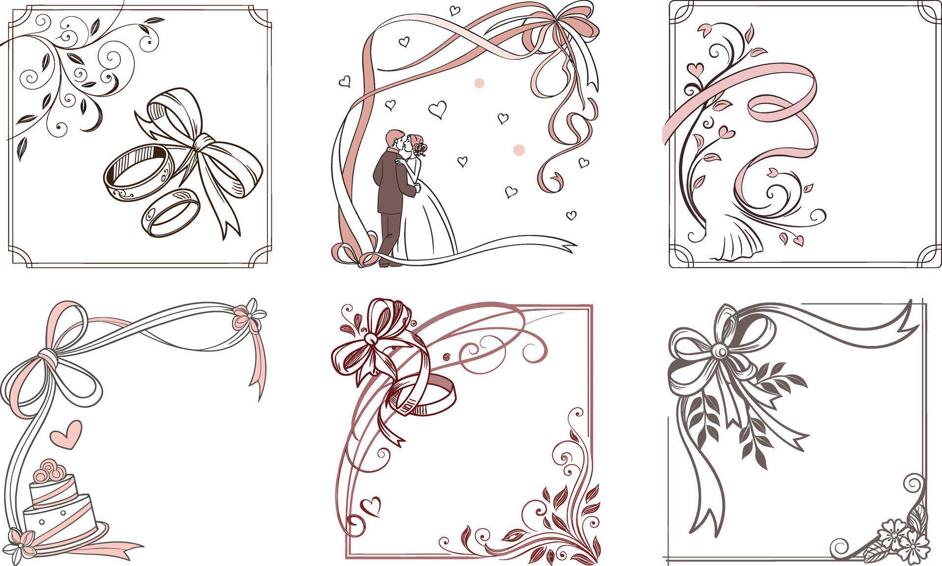 Wedding frames set 56707656 Vector Art at Vecteezy