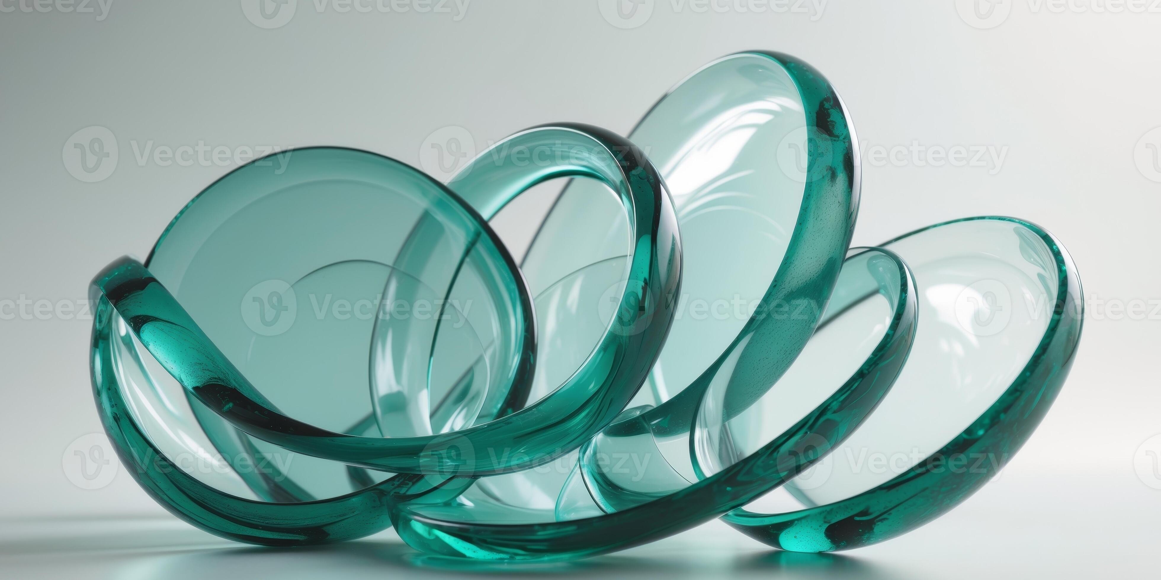 Abstract Image Of Overlapping Translucent Teal Glass Circles Creating A Smooth Flowing Design